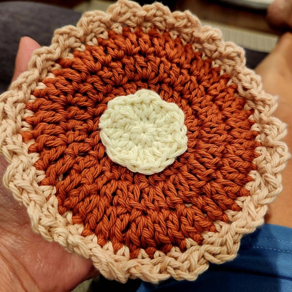 Decorative Cutie Pie Coaster Crochet Pattern | Pumpkin Pie Coaster ...