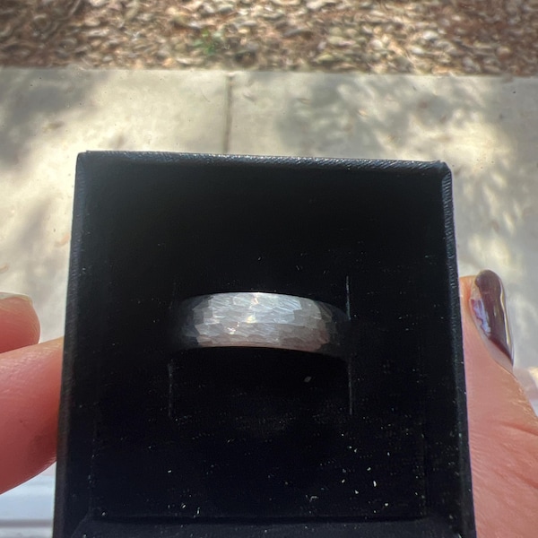 4mm Black Meteorite Sandblasted Wedding Ring, Black Obsidian ...