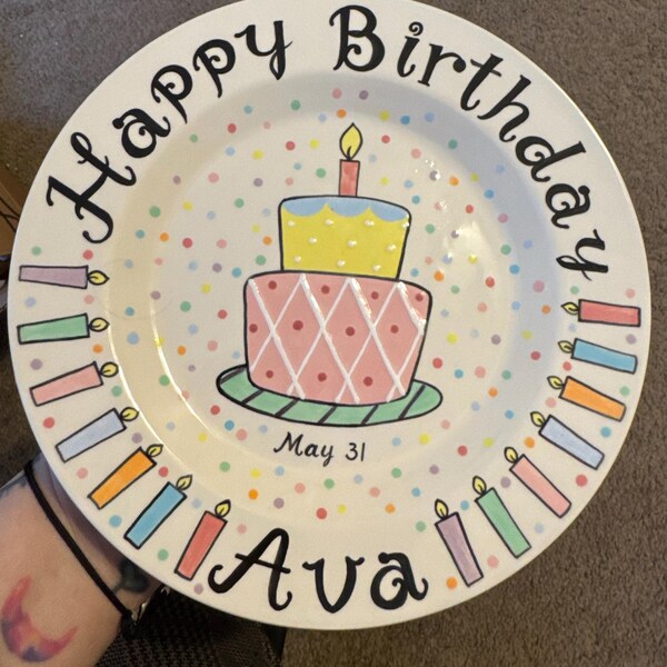 Pink Cupcake Personalized Hand Painted Birthday Plate or Special ...