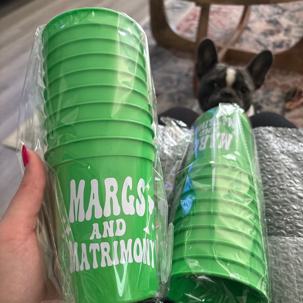 MARGS AND MATRIMONY Cups for Fiesta Bachelorette Party | Last Margarita ...