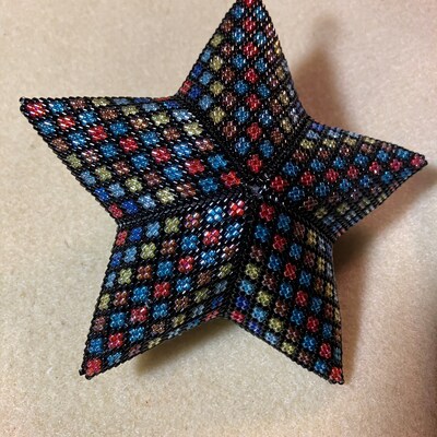 3D Peyote Beaded Star Ornament Beading Pattern, 14 Row, 11 Color ...