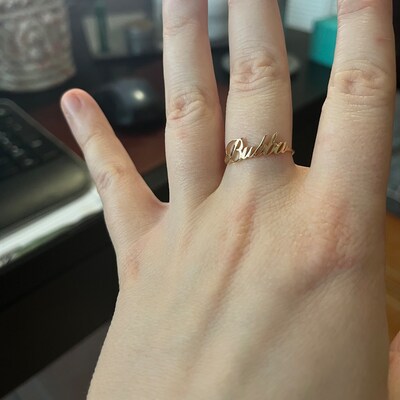 14k Gold Personalized Cursive Name Ring, Solid Gold Custom Name Ring ...
