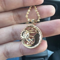 Sun and Moon Vintage Style Celestial Yin Yang Celestial Zodiac Mystic Charm Dainty 18k Gold ...
