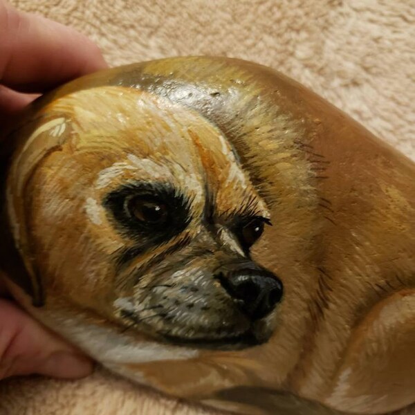 Hand-painted Custom Dog Portrait Rock: Pet Memorial Gift - Etsy