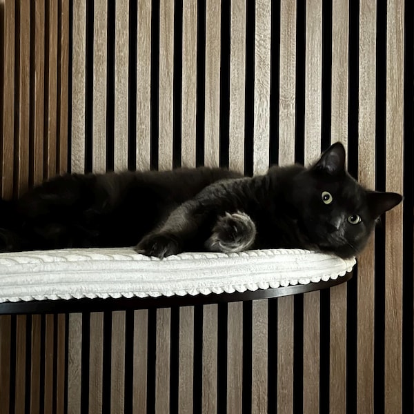 Handmade Wall Mounted Curved Cat Perch by Cosyanddozy Modern Cat Wall ...
