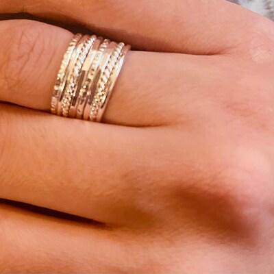 Sterling Silver Stacking Ring Set // Set of 8 Sterling Silver Stacking ...