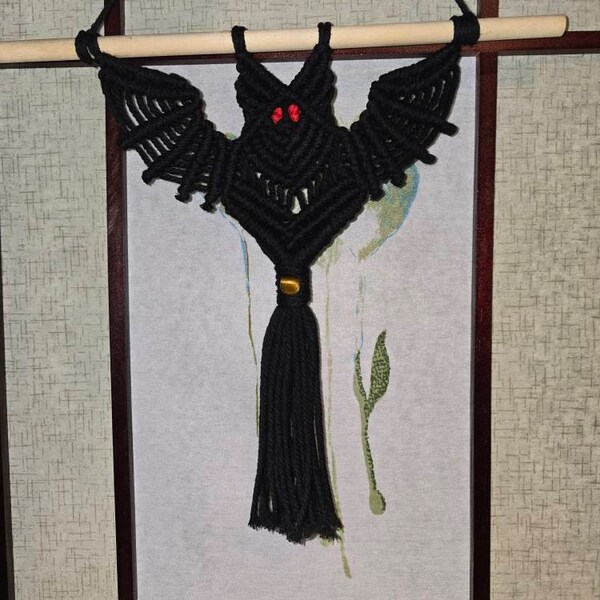 Macrame Bat Patterns, Gifts for Witches, Modern Halloween, Macrame ...