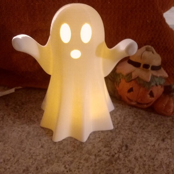 Spooky Ghost Decoration With Flickering LED Tealight Candle | Cute ...