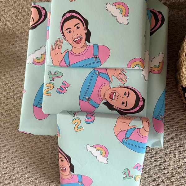 Ms. Rachel Wrapping Paper, Satin Gift Wrap, Custom Kids Wrapping Paper ...