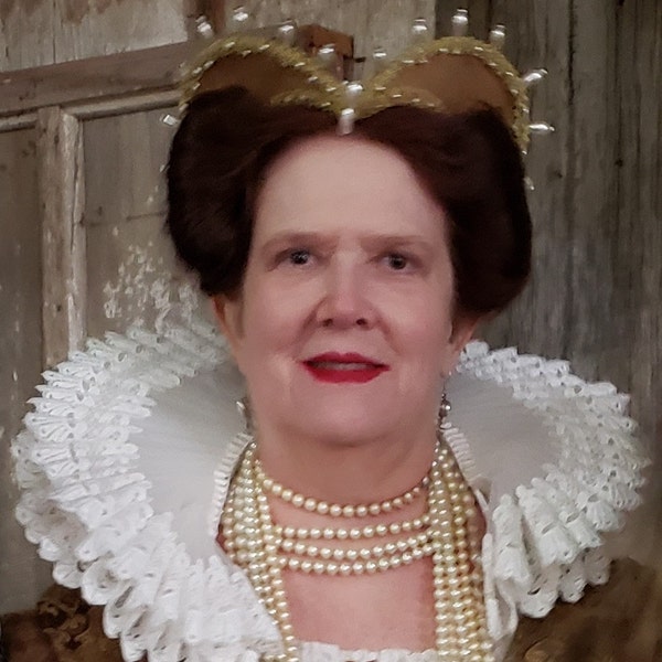 Historical Elizabethan Ruff With Lace & Pearls,renaissance Costume ...