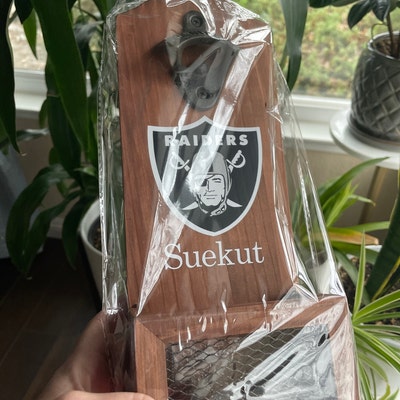 Las Vegas Raiders Bottle Opener With Bottle Cap Catcher Raiders Bar ...