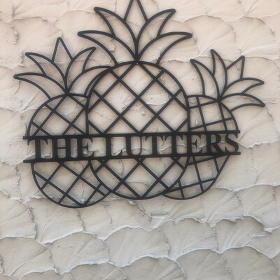 Pineapple Metal Sign Island Decor Pool Signs Personalized - Etsy