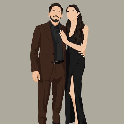 Custom Minimal 2 People Faceless Illustration Cartoon Portrait From ...