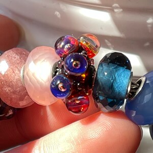Lampwork Focal Bead Set 7 Pcs Spacers Nebula Glass Bead for | Etsy