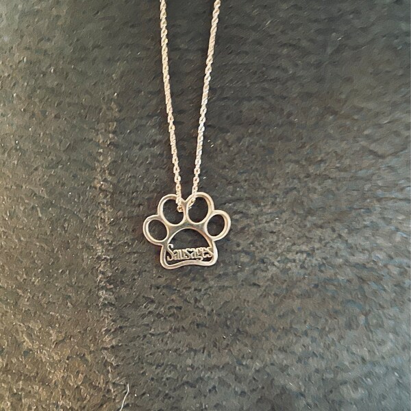 Handmade Dog Paw Gold Name Necklace • Your Dog Name Necklace • Handmade ...