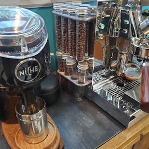 Espresso Bean Cellar Stand With Stainless Steel - Etsy