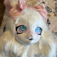 Kig Head Fursuit Furry Head Japan Style,white Cat Mask, Mask King Cat ...