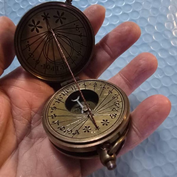 Handmade Antique Style Thread Brass Compass Nautical With Leather Case ...