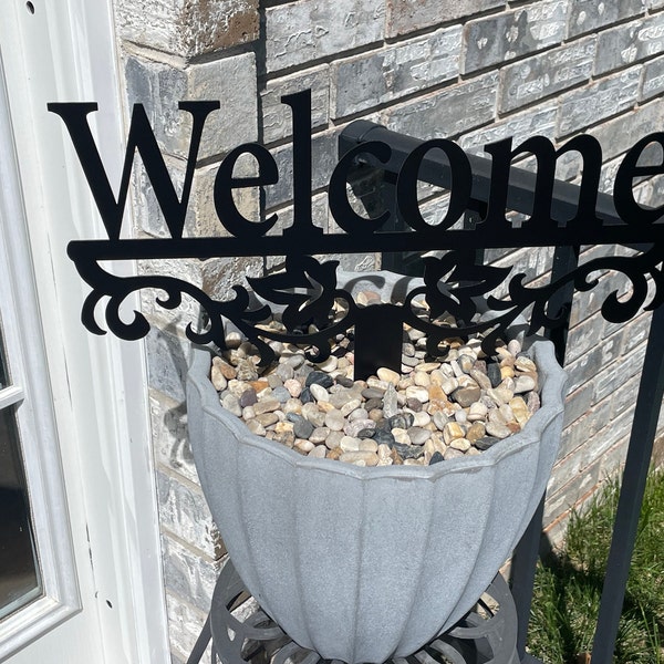 Welcome Yard Stake Metal Sign, Garden Stake, Garden Art, Metal Yard Art ...