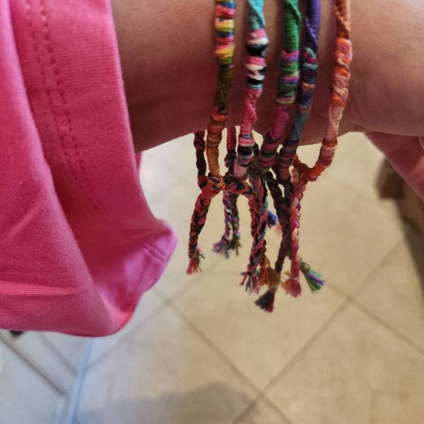 Boho Fringe Cotton Keychain, Case of Stripes Friendship Bracelet ...