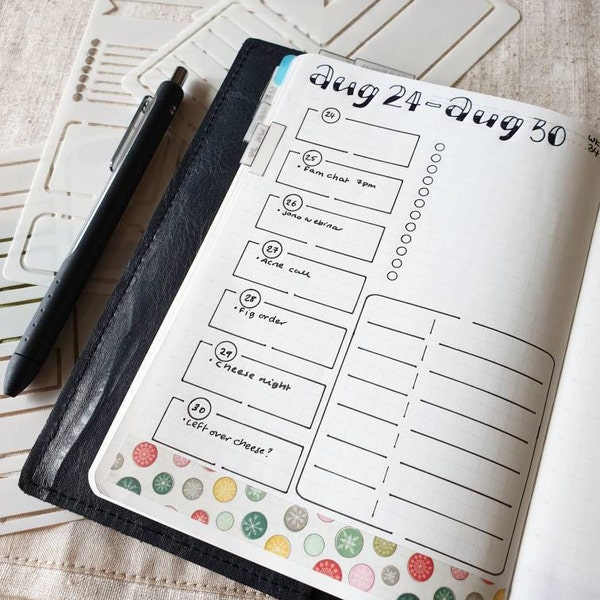 Weekly Layout Stencil for Journal and Planner, Week Spread Template ...