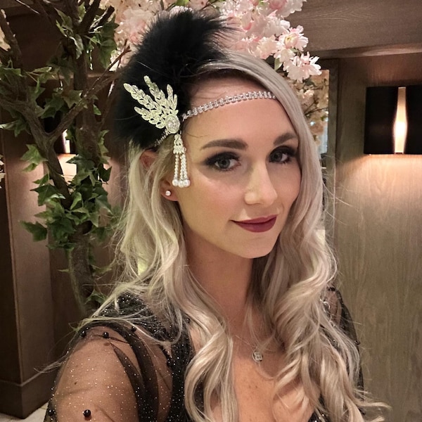 Art Deco Bridal Wedding Pearl Crystal Hair Drape Vintage Sthle Hair ...