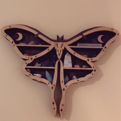 Coppermoon Luna Moth Crystal Shelf, Luna Moth Shelf, Luna Moth Wooden ...