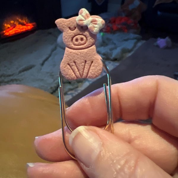Polymer Clay Paper Clip Bookmarks | Pig Bookmark | Cow Bookmark | Heart ...