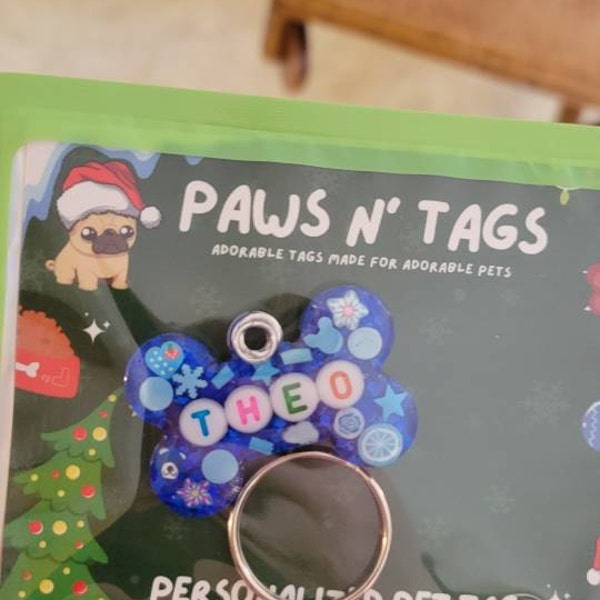 Personalized Resin Dog Tag, Custom Cat Tag, Letter Bead Dog Tag, Dog ...