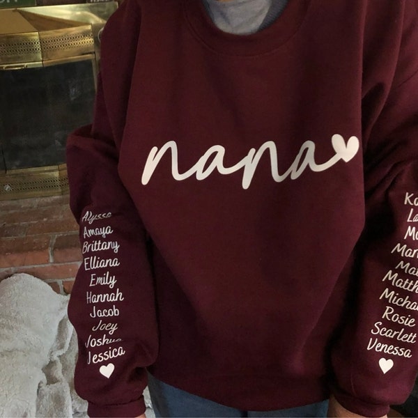 Custom Family Sweatshirt Kids Name on Sleeve, Custom Family Sweatshirt ...