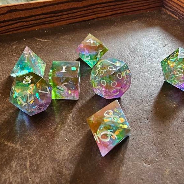Rusty Spacerocket / Sharp Edge Dnd Dice/ 7pc Polyhedral Dice Set/ Teal ...