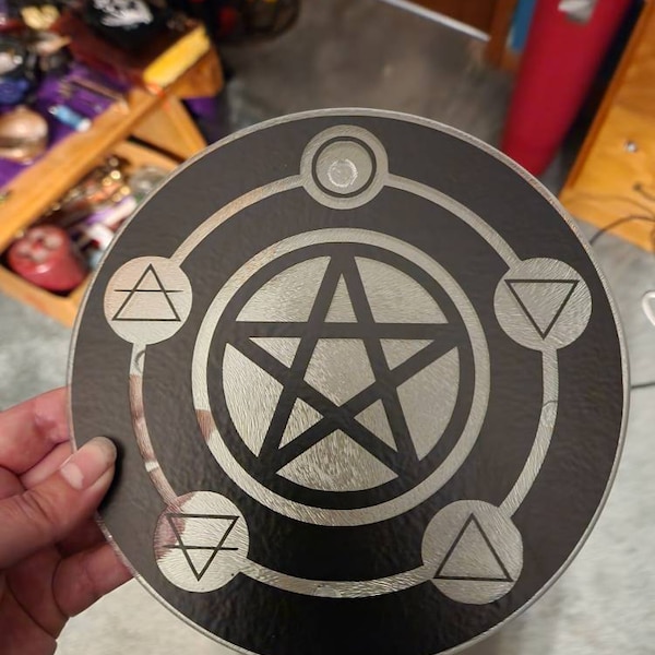 Pentacle Altar Plate: Glass Witchcraft Plate With Elemental Symbols - Etsy