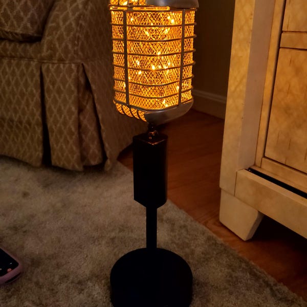 Illuminated Retro Microphone Lamp Metal Home Decor Vintage Microphone ...