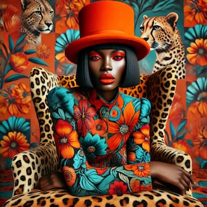 Funky Pop Art Print, Instant Download, Colorful Wall Decor, Black Art ...