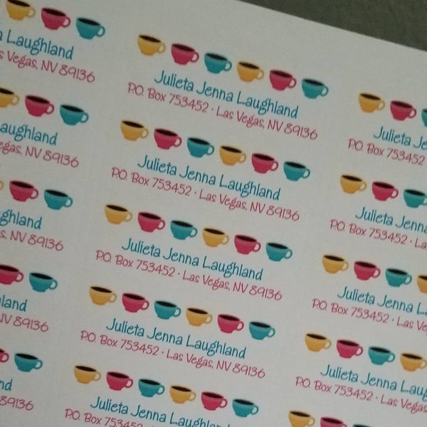 Coffee and Donuts Address Labels, Sets of 30, Personalized - Etsy