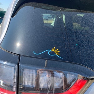 Sun and Waves Vinyl Decal Sun Waves Decal Window Decal Ocean Waves Car ...