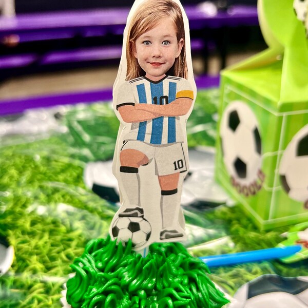 Any Team Soccer Player Cupcake Toppers With Photo, Soccer Birthday ...