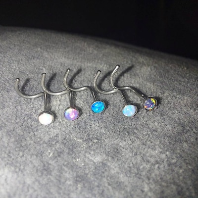 Blue Pink Fire Opal Flower Dermal Anchor Labret Top Conch - Etsy