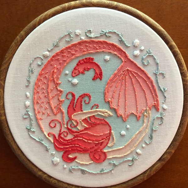 Mermaid Beginner Hand Embroidery Kit With Color Printed Fabric, Perfect ...