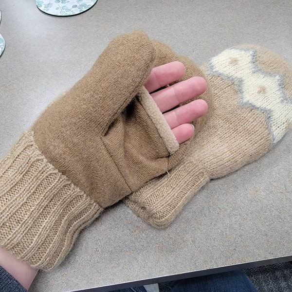 Bright Wool Mittens With Flip Top and Fleece Lining - Etsy