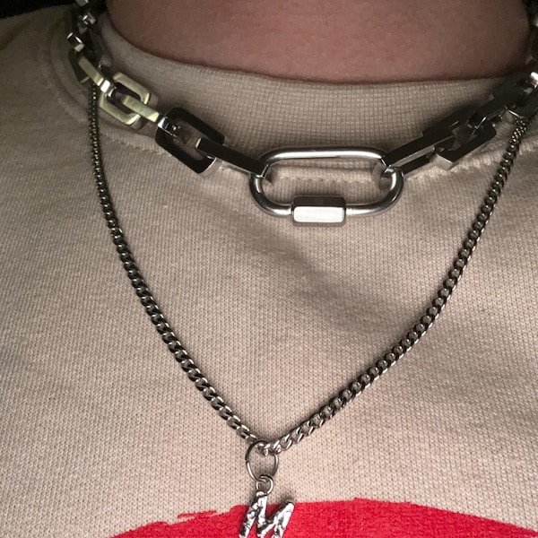 Mens Choker Necklace, Mens Silver Choker Chain, Thick Silver Chain ...