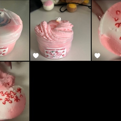 Strawberry Moo Cream Pink Cloud Dough Cow Slime Gift for Her Him Slime ...