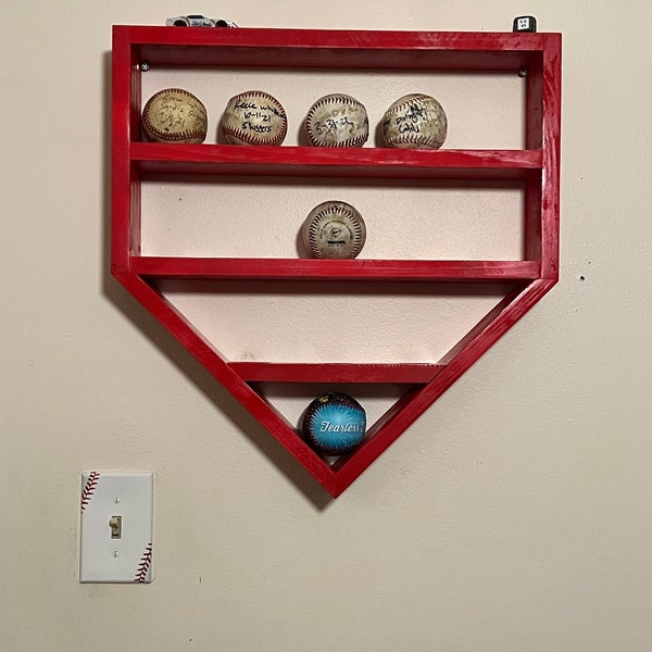 Handcrafted Wood Baseball Shelf Handmade Wooden Baseball Glove Display ...