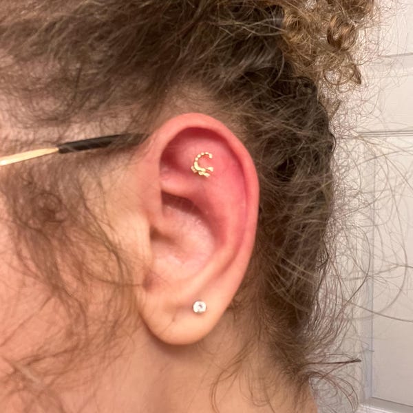 14K Solid Gold Sparkly Double Sequin Double Chain Attachment Triple ...