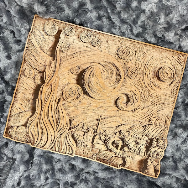 Digital Design File - Van Gogh Starry Night - Glowforge - Laser Ready ...