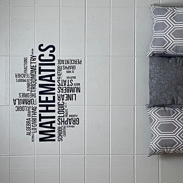 Math Wall Decal Vinyl Sticker Mathematics Word Cloud Science Decor ...