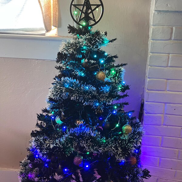 Pentagram Tree Topper Pentacle Reversible • Gothic Holiday Home Decor ...