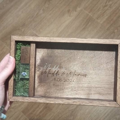 Wood Photo Box for Photo 4x6 & USB Box Holder 4x6 Proof Box USB Stick 3 ...