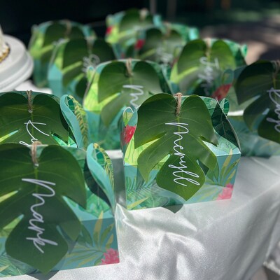 Palm Leaf Name Tag Monstera Name Tag for Bags, Tropical Bachelorette ...