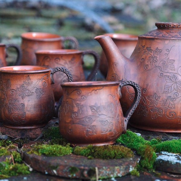 Handmade Ceramic Tea Set: Teapot With Infuser and Two Cups - Etsy